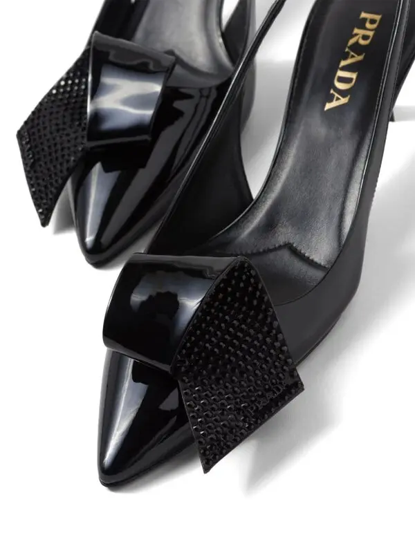 Prada 55mm Crystal-embellished Slingback Pumps - Black