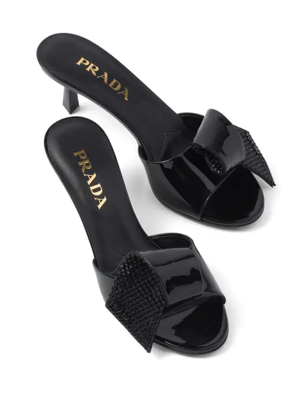 Prada Bow-detail Patent-leather Sandals