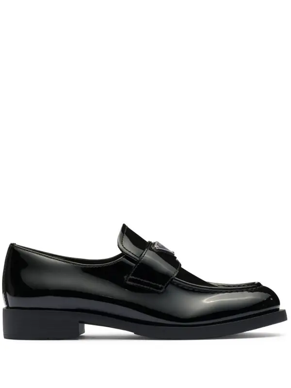 Prada Triangle-logo Leather Loafers - Black
