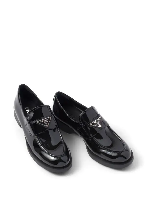 Prada Triangle-logo Leather Loafers - Black