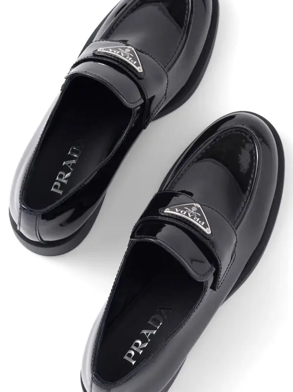 Prada Triangle-logo Leather Loafers - Black