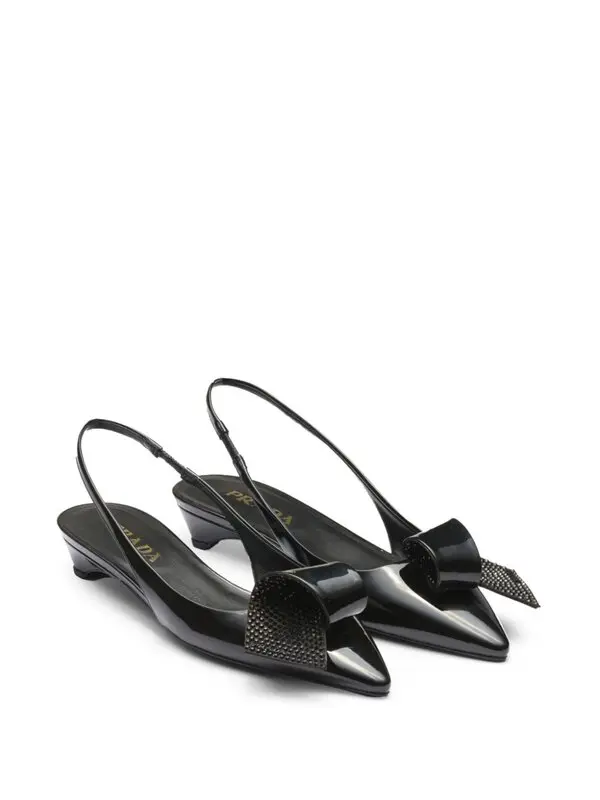 Prada 25mm Appliqué-detail Leather Pumps