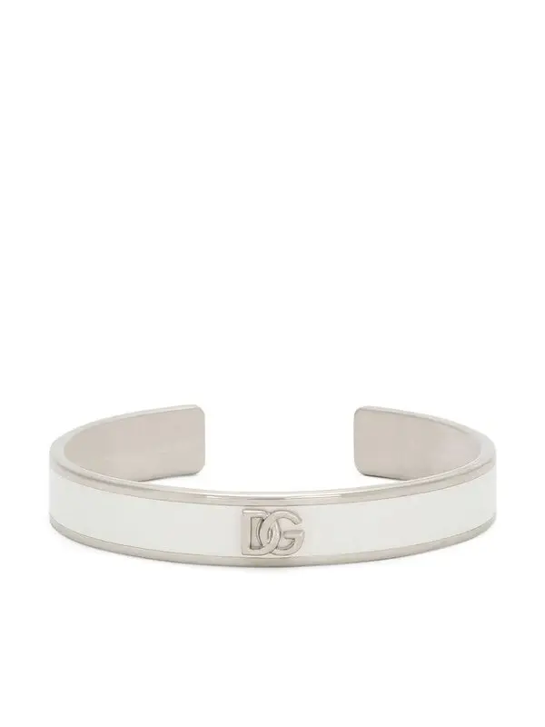 Dolce & Gabbana Logo Plaque Cuff Bracelet - Silver