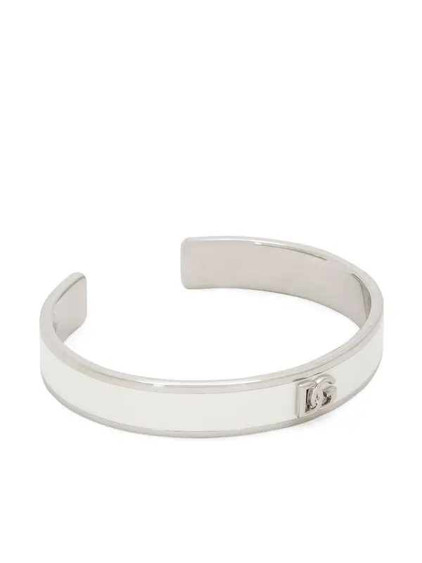 Dolce & Gabbana Logo Plaque Cuff Bracelet - Silver