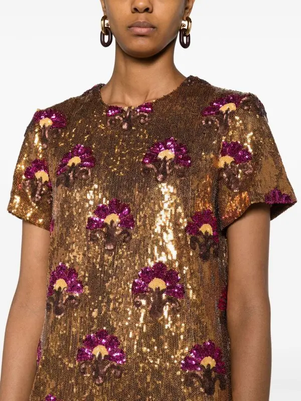 la double j sequin dress La DoubleJ sequin-embroidery floral-pattern Maxi Dress | Black