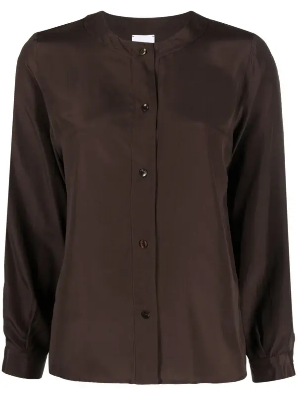 MERCI Button-up Long-sleeve Shirt - Brown