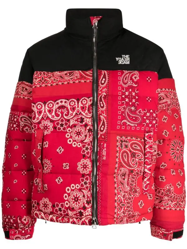 Readymade Bandana-print Padded Down Jacket - Red