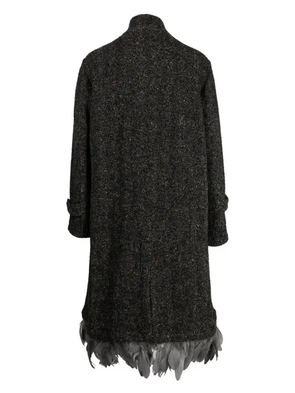 4SDESIGNS Feather-trim Bouclé Coat