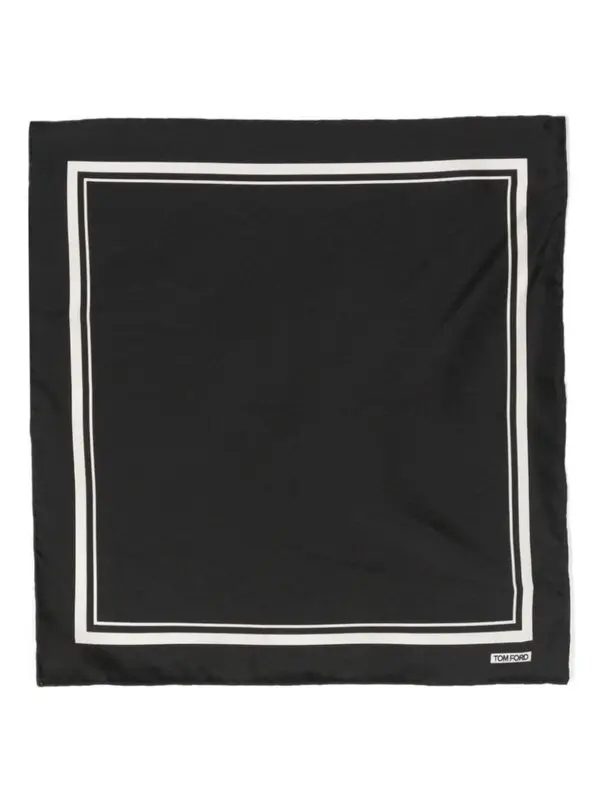 TOM FORD Logo-print Striped Silk Scarf - Black