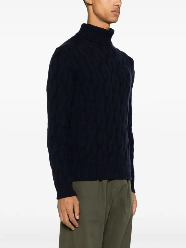 ZANONE Cable-knit Roll-neck Jumper - Blue