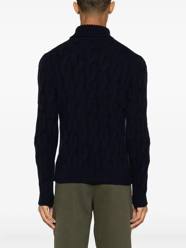 ZANONE Cable-knit Roll-neck Jumper - Blue