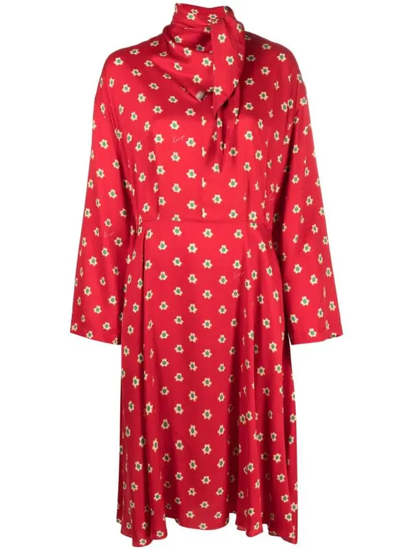 Kenzo Teddy Flower Pleated Midi Dress