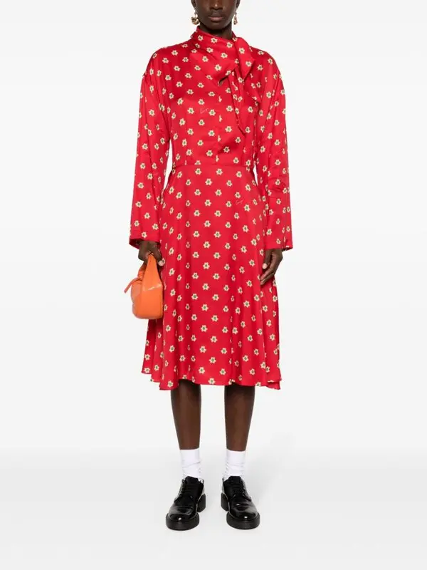 Kenzo Teddy Flower Pleated Midi Dress