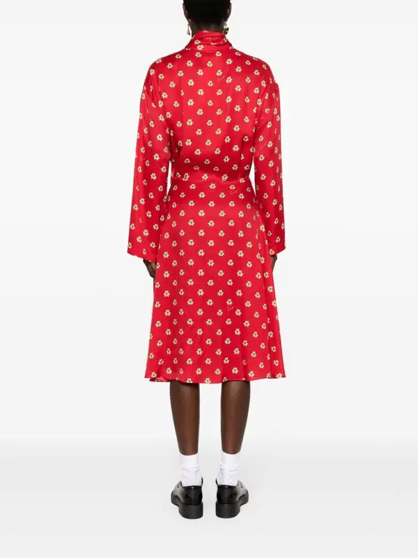 Kenzo Teddy Flower Pleated Midi Dress