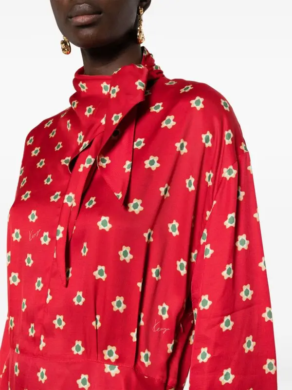 Kenzo Teddy Flower Pleated Midi Dress