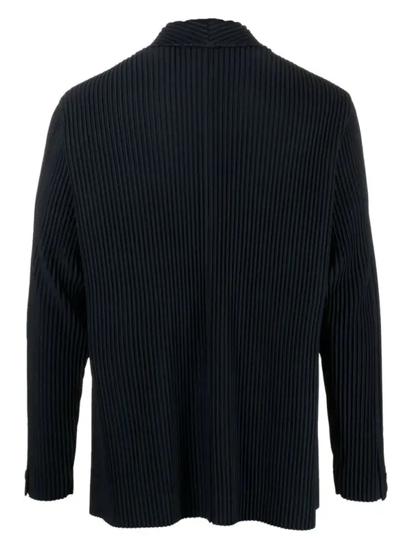 Issey Miyake Notched-lapels Pleated Blazer - Blue