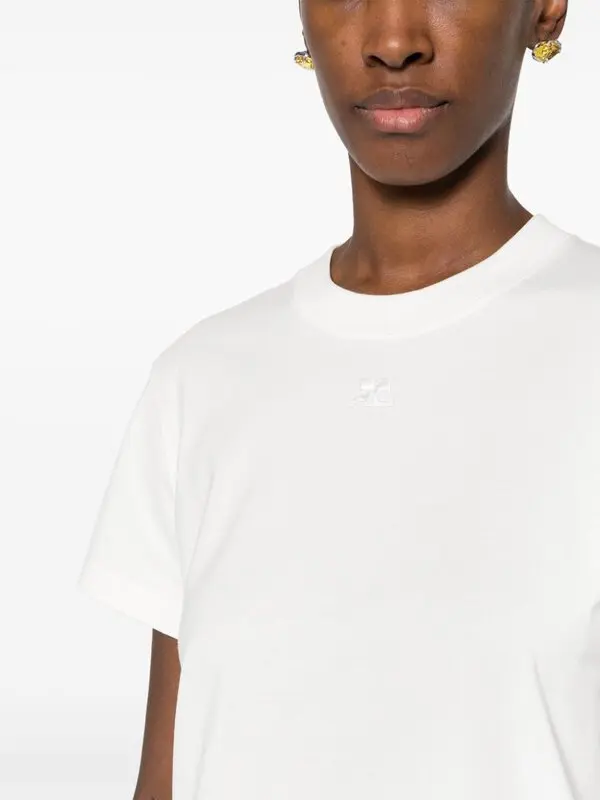 COURREGES Logo-appliqué T-shirt - White