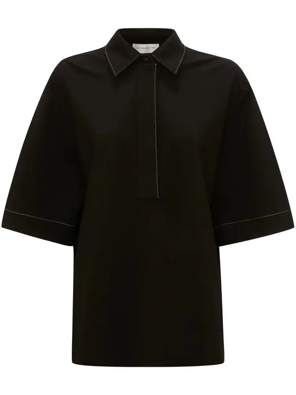 Victoria Beckham Contrast-stitch Short-sleeve Shirt