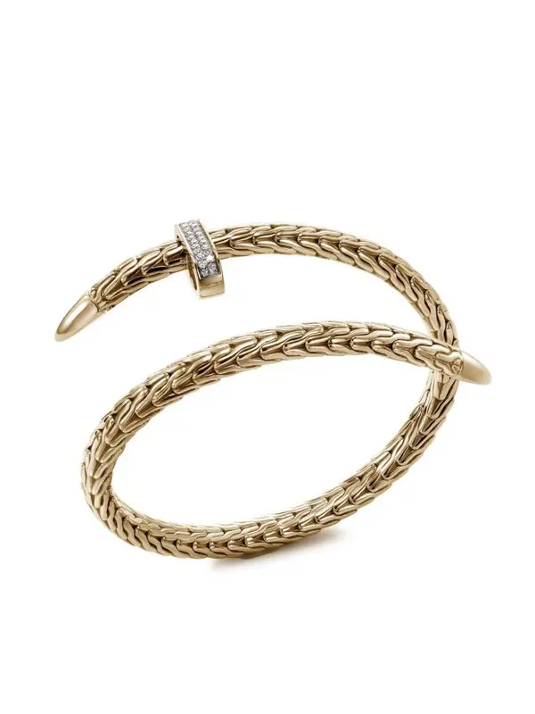 John Hardy 18kt Yellow Diamond Spear Cuff Bracelet - Gold