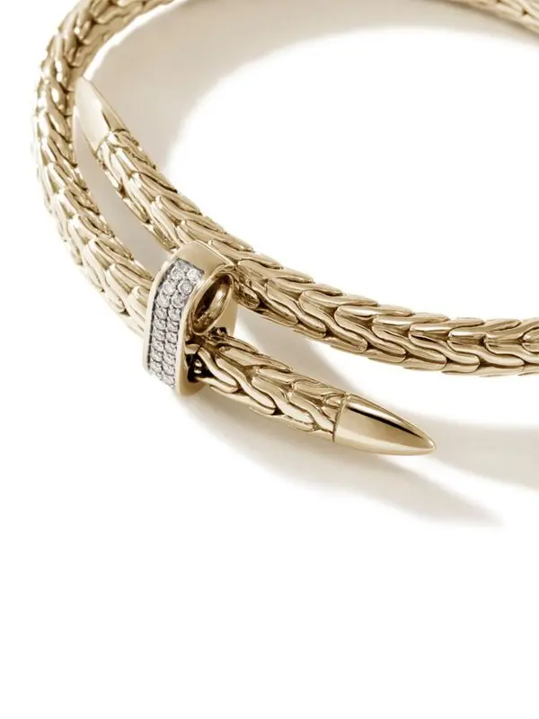 John Hardy 18kt Yellow Diamond Spear Cuff Bracelet - Gold