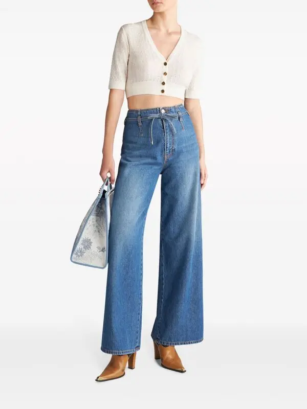 Etro Floral-embroidered Wide-leg Jeans - Blue