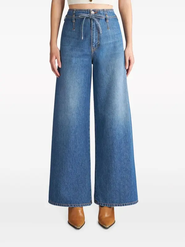 Etro Floral-embroidered Wide-leg Jeans - Blue