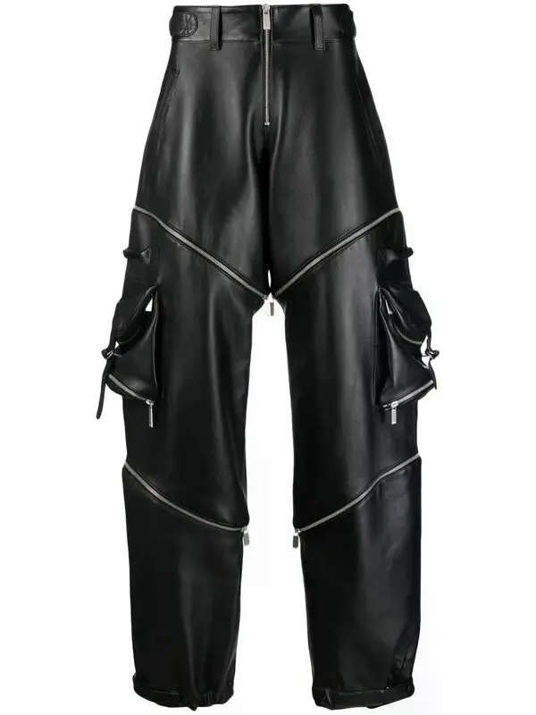 Off-White Adjustable Leather Cargo Trousers - Black