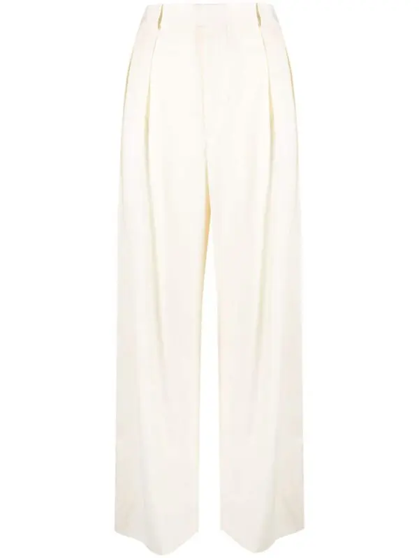 Wardrobe.NYC Pleated Wide-leg Trousers - Neutrals