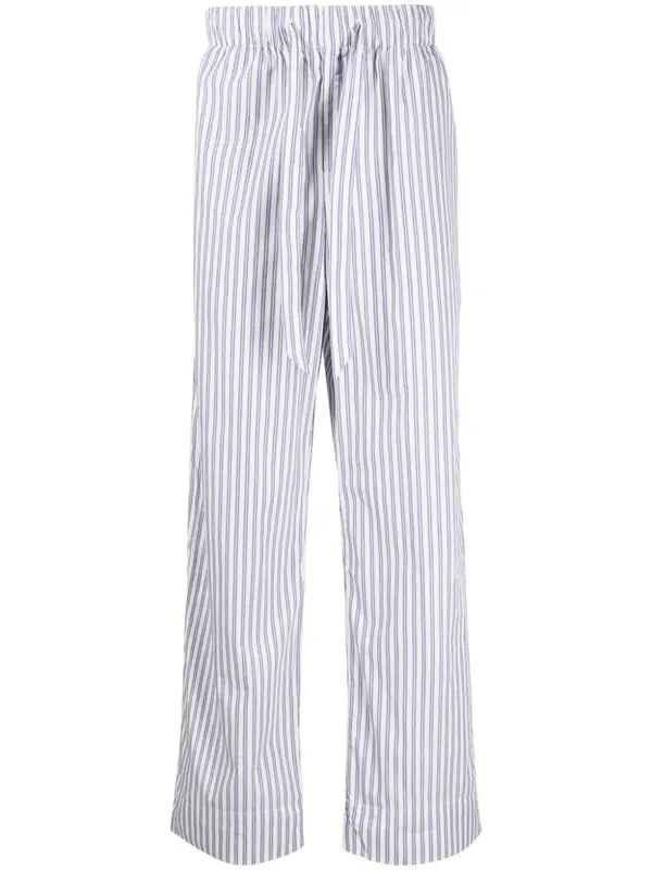 TEKLA Striped Organic Cotton Pyjama Trousers - Blue