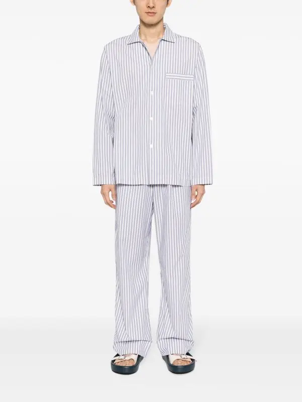 TEKLA Striped Organic Cotton Pyjama Trousers - Blue