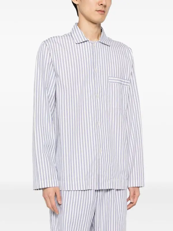 TEKLA Striped Cotton Pyjama Shirt - White