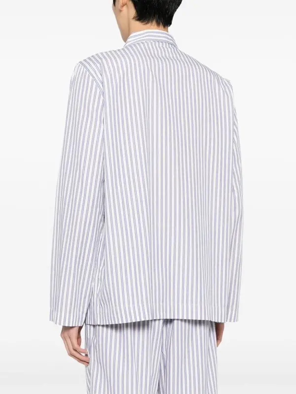 TEKLA Striped Cotton Pyjama Shirt - White