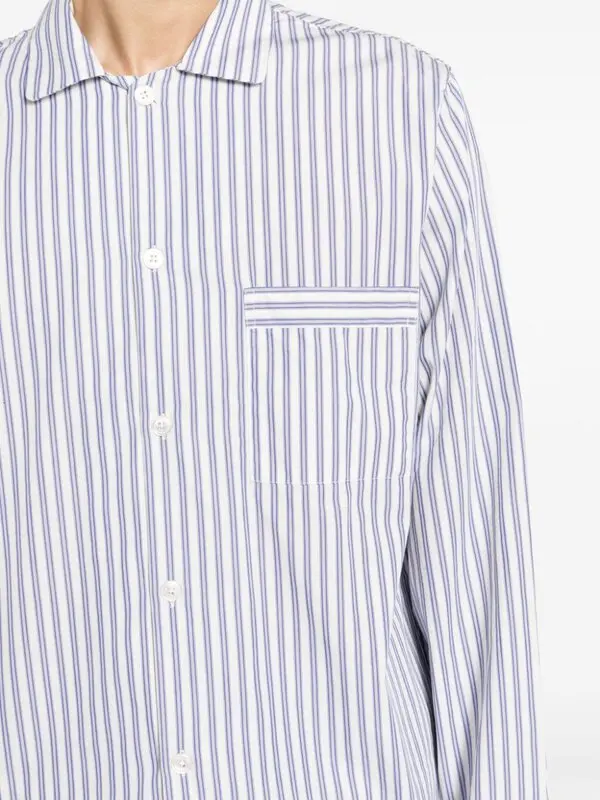 TEKLA Striped Cotton Pyjama Shirt - White