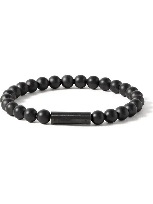 Le Gramme Le 28 Brushed-ceramic Beaded Bracelet - Black