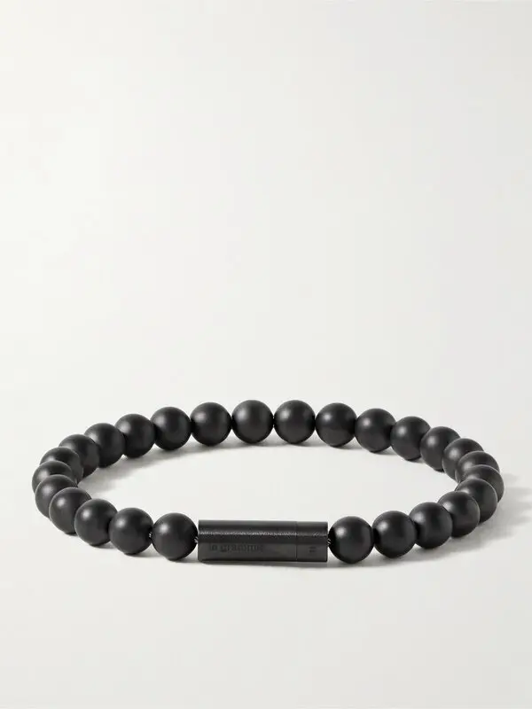Le Gramme Le 28 Brushed-ceramic Beaded Bracelet - Black