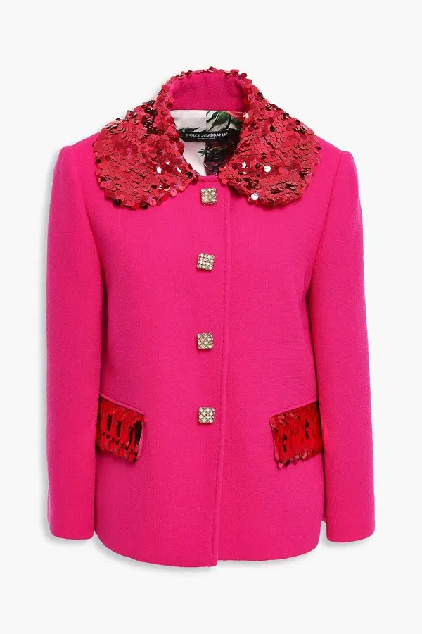Dolce & Gabbana Embellished Wool-blend Crepe Jacket