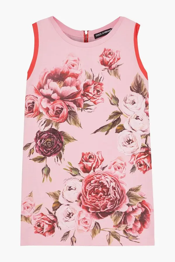 Dolce & Gabbana Floral-print Jersey Top - Baby Pink