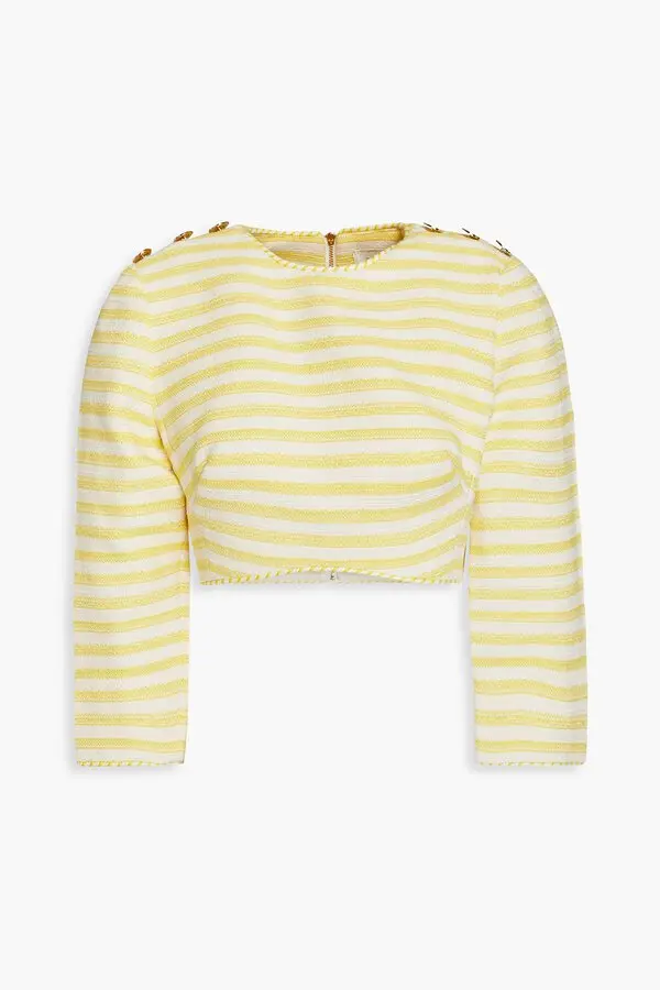 Zimmermann Cropped Striped Cotton-blend Top