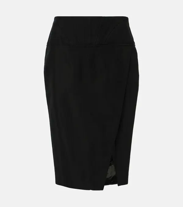 MUGLER High-rise Pencil Skirt - Black