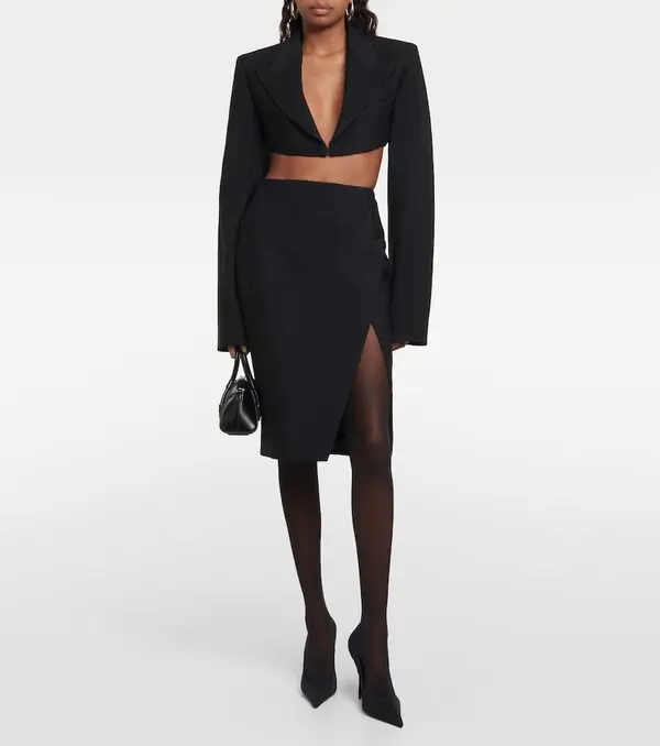 MUGLER High-rise Pencil Skirt - Black