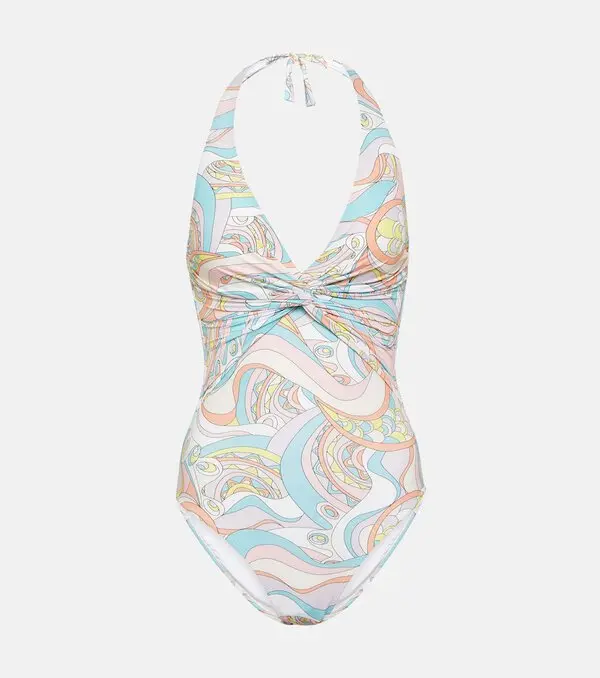 Melissa Odabash Zanzibar Printed Halterneck Swimsuit - Multicoloured