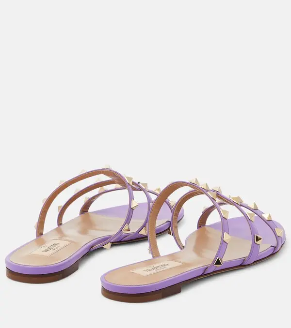 Valentino Garavani Rockstud Leather Sandals - Purple