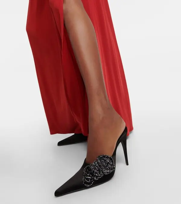 Magda Butrym Embellished Floral Satin Mules