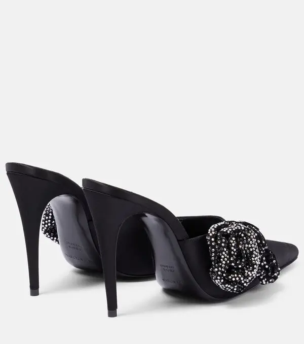 Magda Butrym Embellished Floral Satin Mules