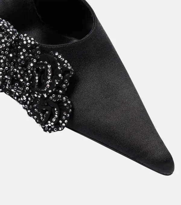 Magda Butrym Embellished Floral Satin Mules