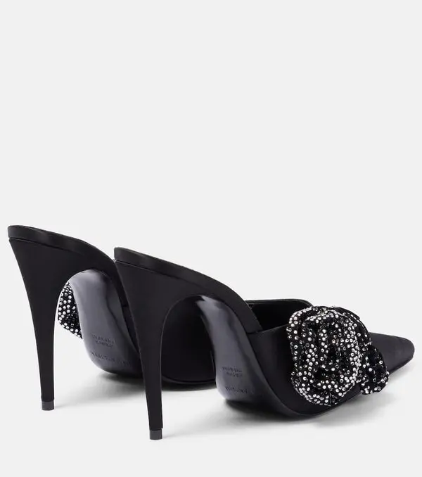 Magda Butrym Floral-appliqué Embellished Satin Mules