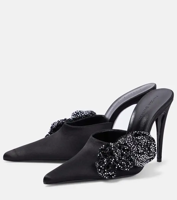 Magda Butrym Floral-appliqué Embellished Satin Mules