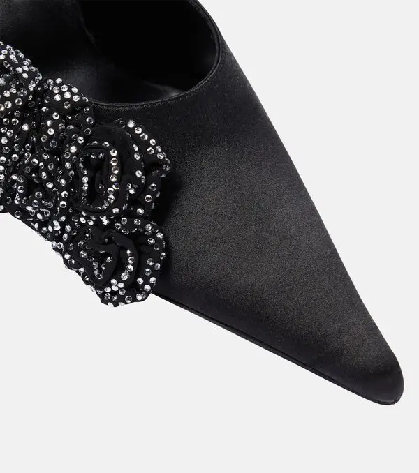 Magda Butrym Floral-appliqué Embellished Satin Mules