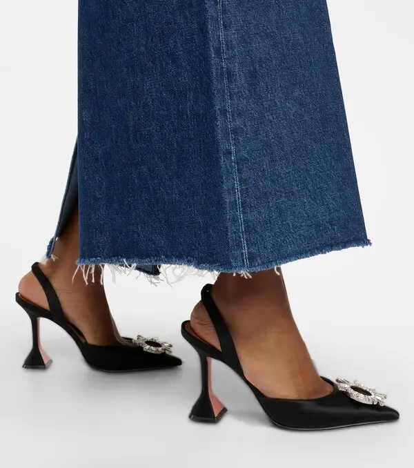 Amina Muaddi Begum Satin Slingback Pumps - Black