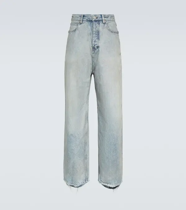 Balenciaga Distressed Wide-leg Jeans - Blue